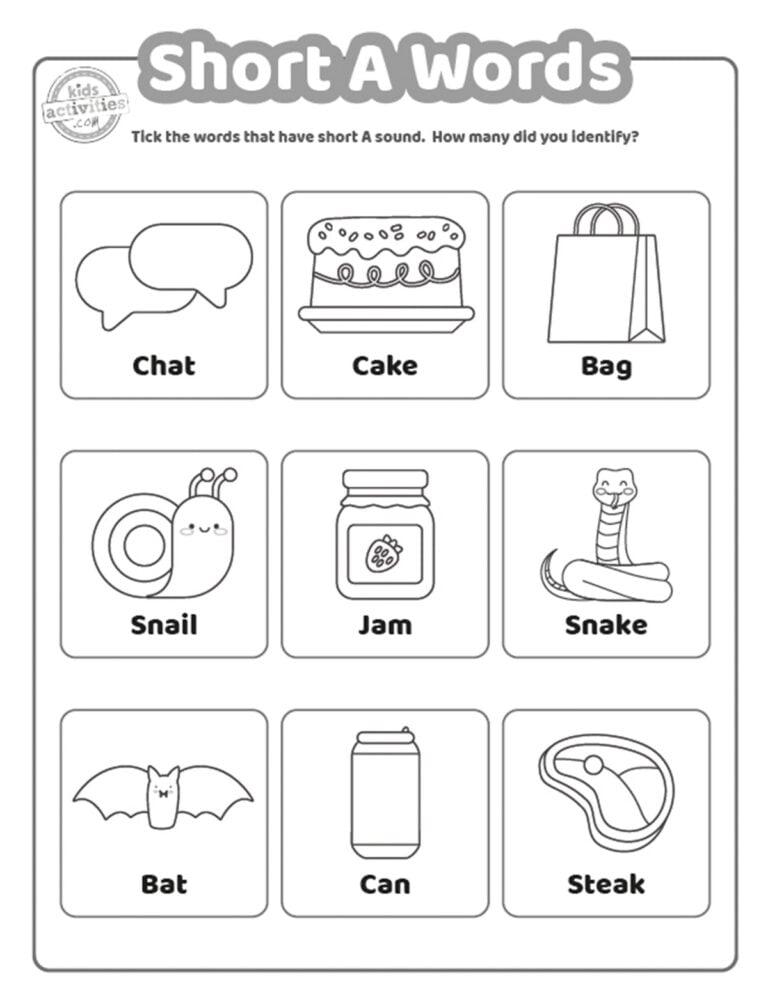Worksheets for Short A Words | Kids Activities Blog