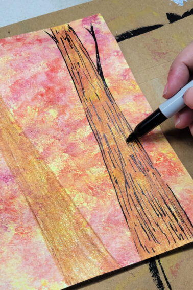 Wax Resist Fall Trees Art Project for Kids • Kids Activities Blog