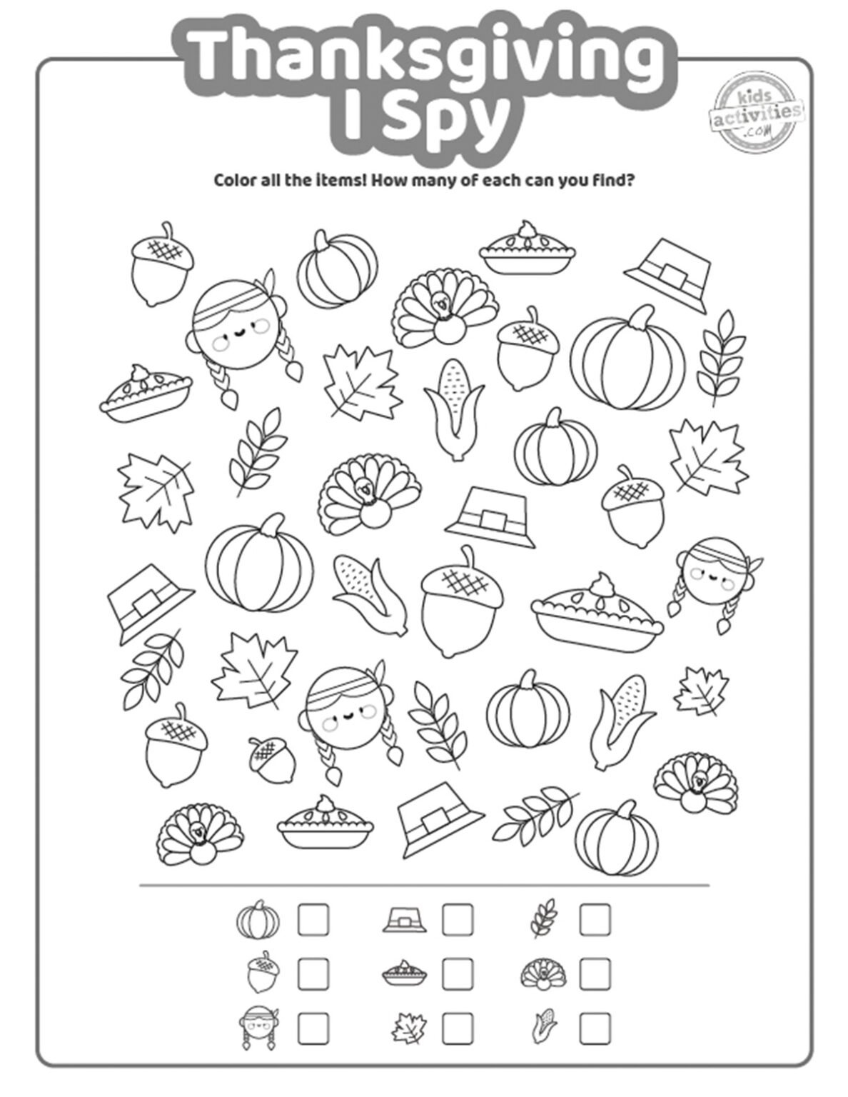 I Spy Thanksgiving Worksheets For Kids of All Ages | Kids Activities Blog