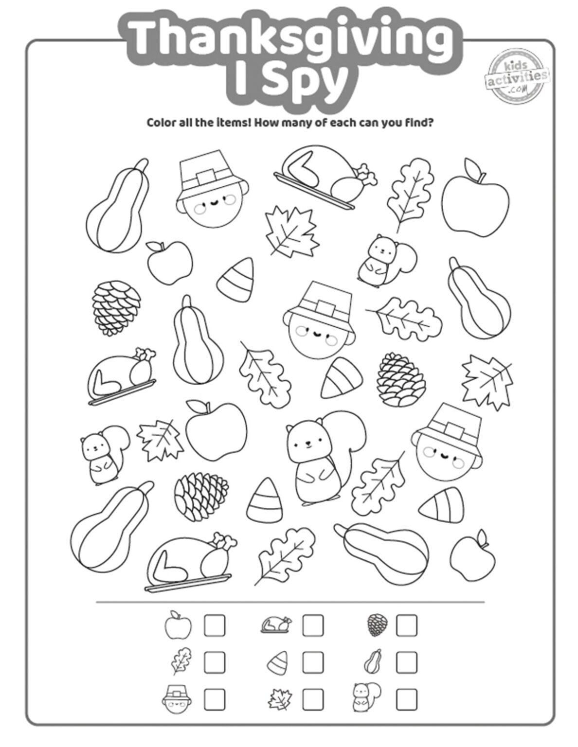I Spy Thanksgiving Worksheets For Kids of All Ages | Kids Activities Blog