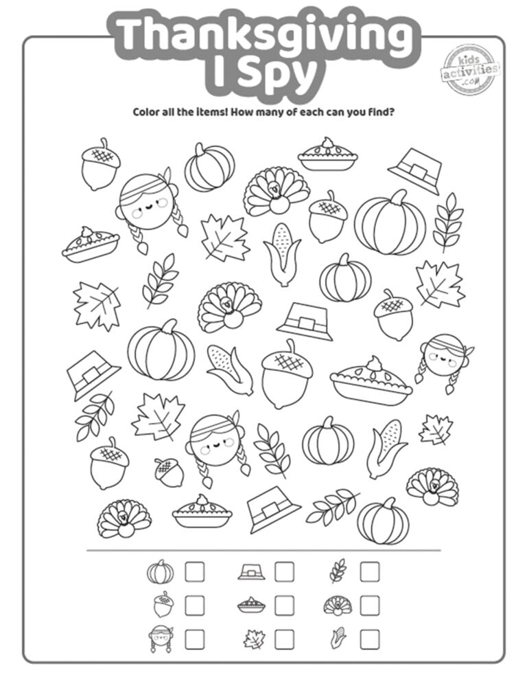 I Spy Thanksgiving Worksheets For Kids of All Ages | Kids Activities Blog