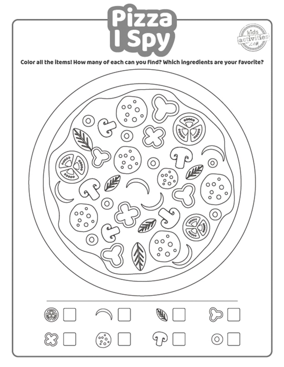 I Spy Worksheets For Pizza Lovers | Kids Activities Blog