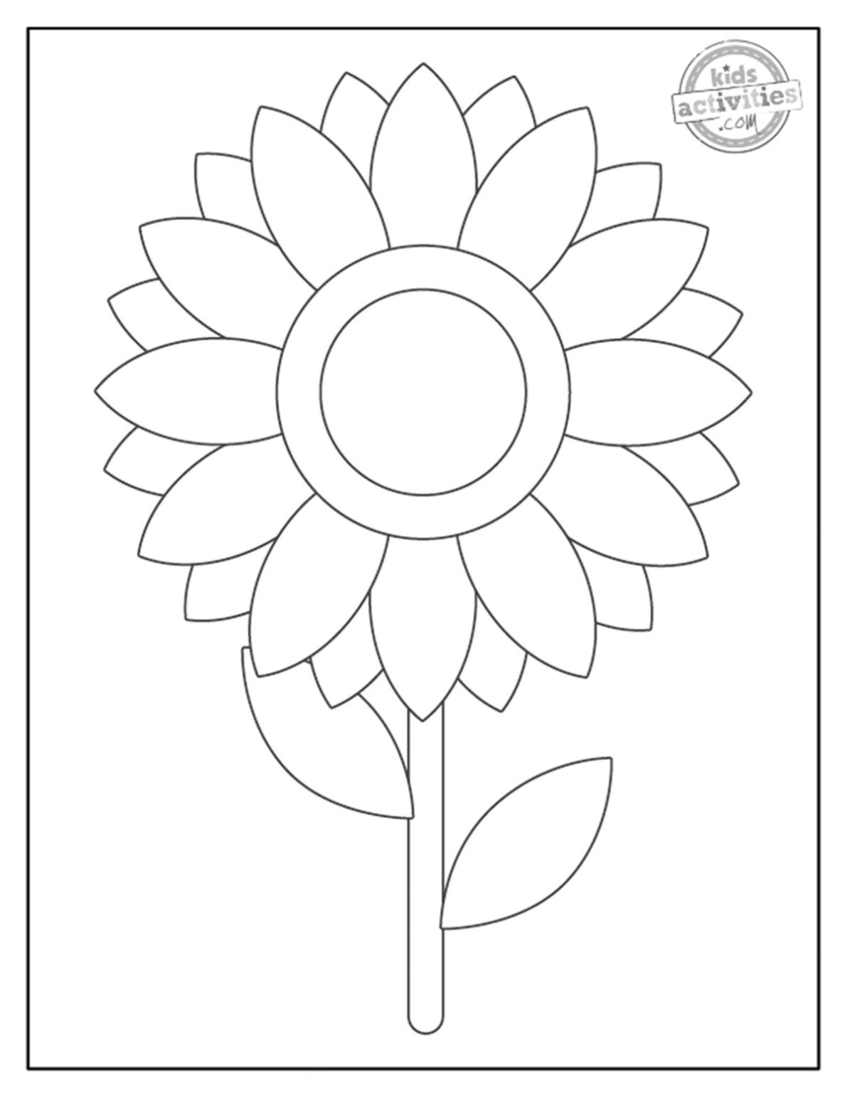 Cute Sunflower Outline {Free Printable} | Kids Activities Blog