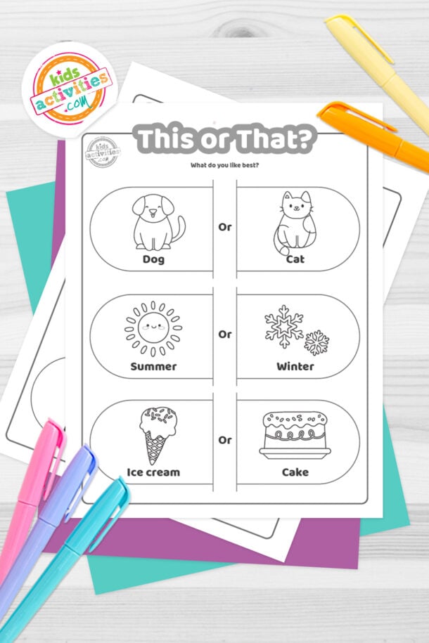 Free Printable 'This or That' Questions For Kids | Kids Activities Blog