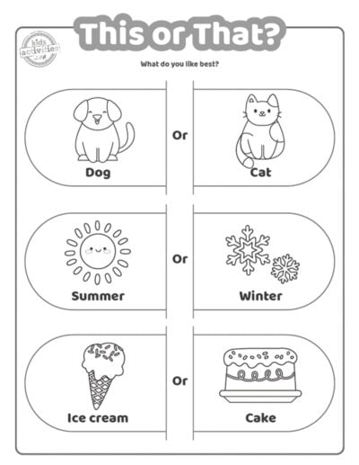 Free Printable 'This or That' Questions For Kids | Kids Activities Blog