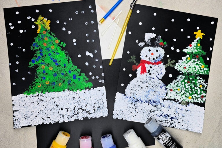 Snow Scene Pointillism Art Project for Kids • Kids Activities Blog