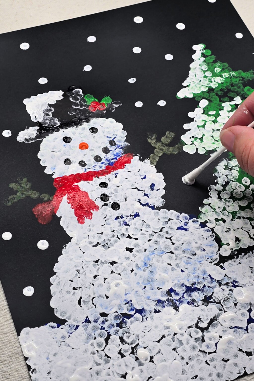 Snow Scene Pointillism Art Project for Kids • Kids Activities Blog