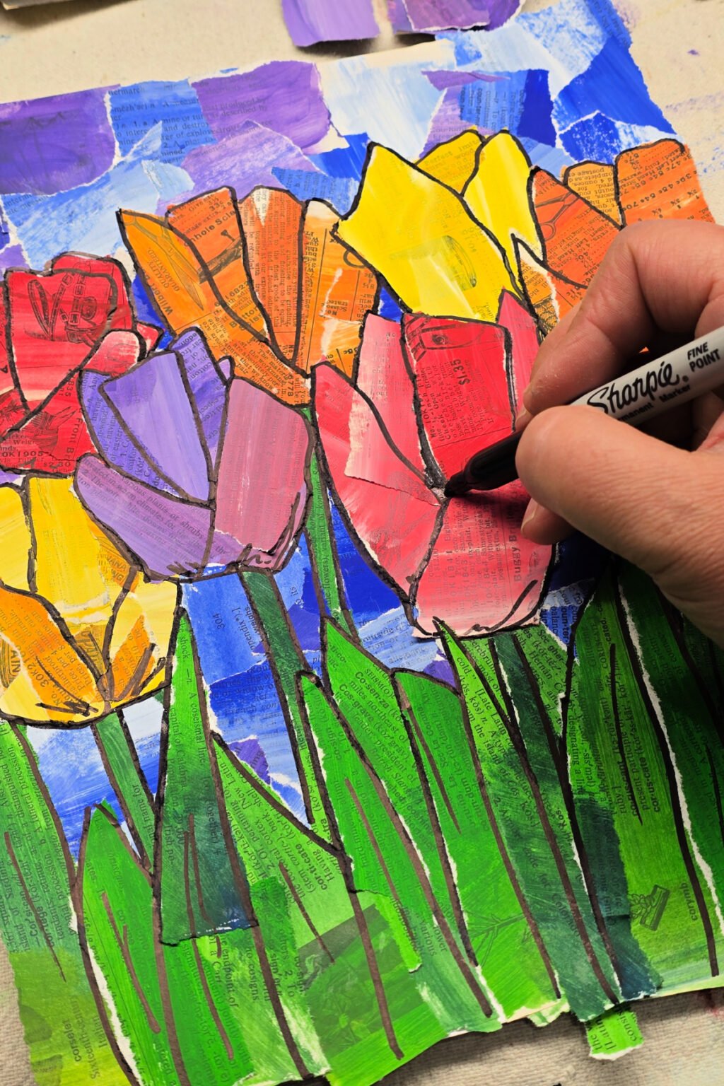 Spring Flowers Paper Collage Art Project for Kids • Kids Activities Blog