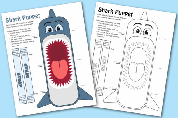 Ferocious Shark Puppet Craft with Free Printable Template Kids ...