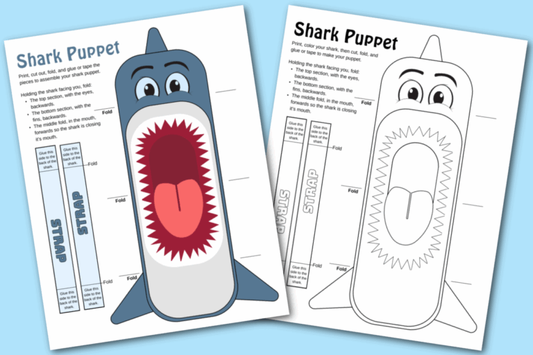 Ferocious Shark Puppet Craft with Free Printable Template Kids ...