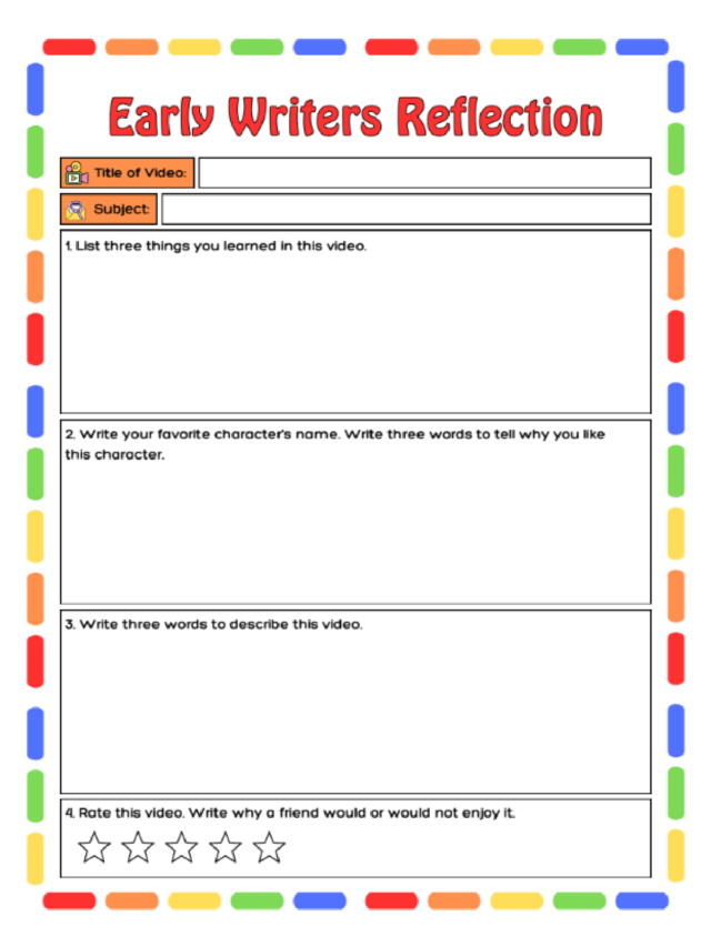 Printable Post Video Worksheets For Kids | Kids Activities Blog