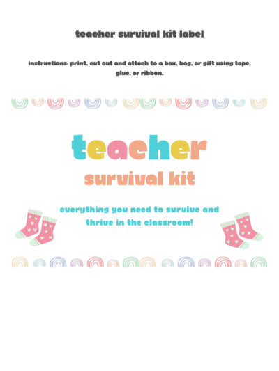 Back-to-School Teacher Gift: Survival Kit with Free Printables | Kids ...