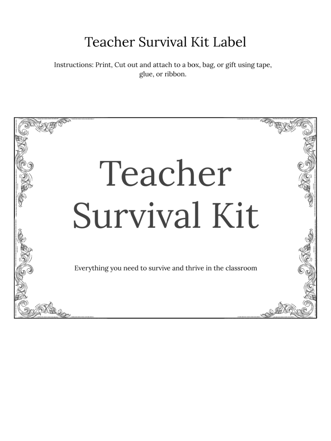 Back-to-School Teacher Gift: Survival Kit with Free Printables | Kids ...
