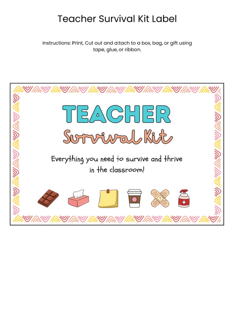 Back-to-School Teacher Gift: Survival Kit with Free Printables ...