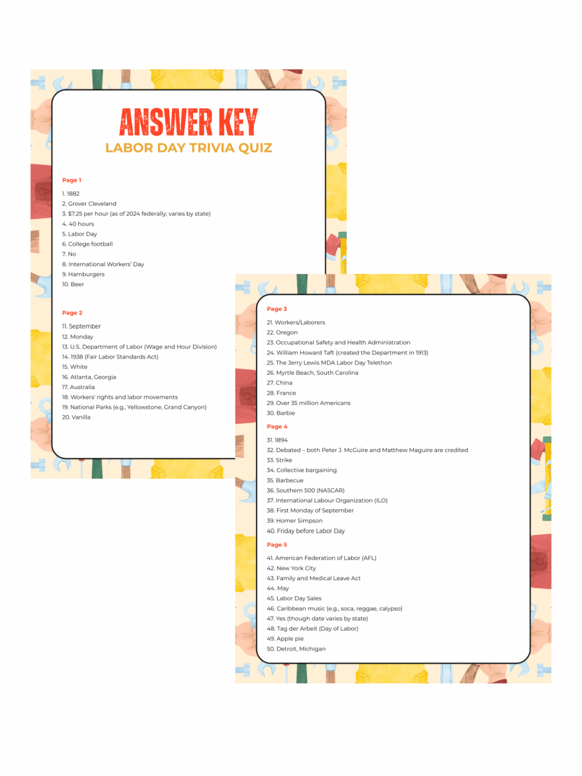 Learn About Labor Day with This Free Printable Quiz | Kids Activities Blog