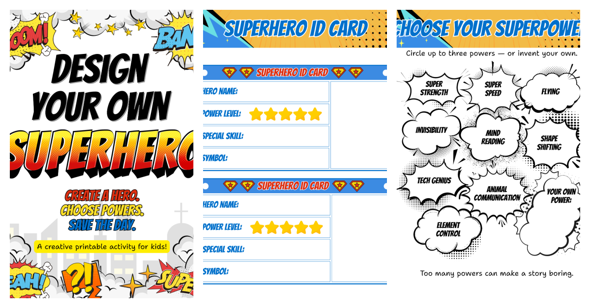 Make Your Own Superhero Printables For Kids Kids Activities Blog