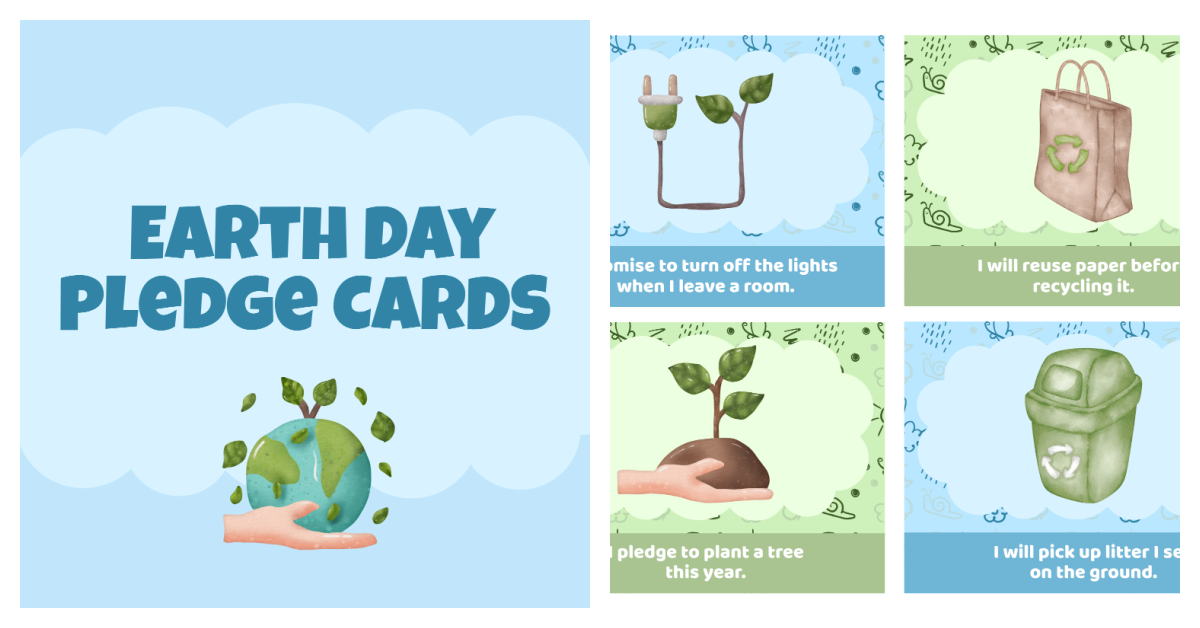 Printable Earth Day Pledge Cards | Kids Activities Blog