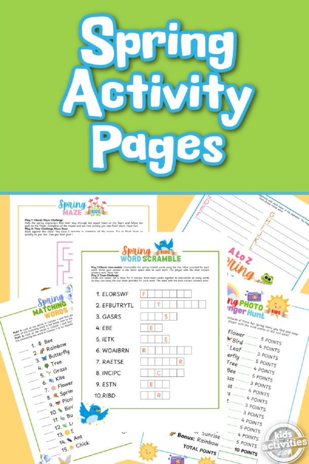 Free Printable Pack: Spring Activity Sheets For Kids Kids Activities Blog