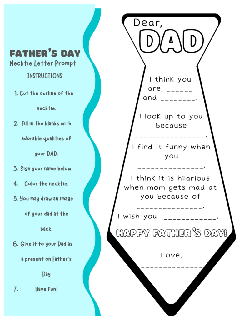 Free Printable Father's Day Letter Template For Kids | Kids Activities Blog